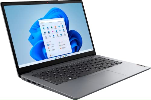 Lenovo Ideapad 1i Thin Light Laptop, 14.0" HD Display, Intel Celeron N4020(up to 2.80 GHz), 4GB RAM 64GB eMMC, WiFi 6, Webcam, 10Hr Battery, Windows 11 S, Cloud Grey