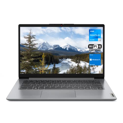 Lenovo Ideapad 1i 14 Laptop, 14" HD Screen, Intel Pentium Silver N5030, 4GB RAM, 128GB eMMC + 128GB PCIe SSD, Webcam, HDMI, SD Card Reader, Wi-Fi 6, Windows 11 Home, One Year of Microsoft Office 365