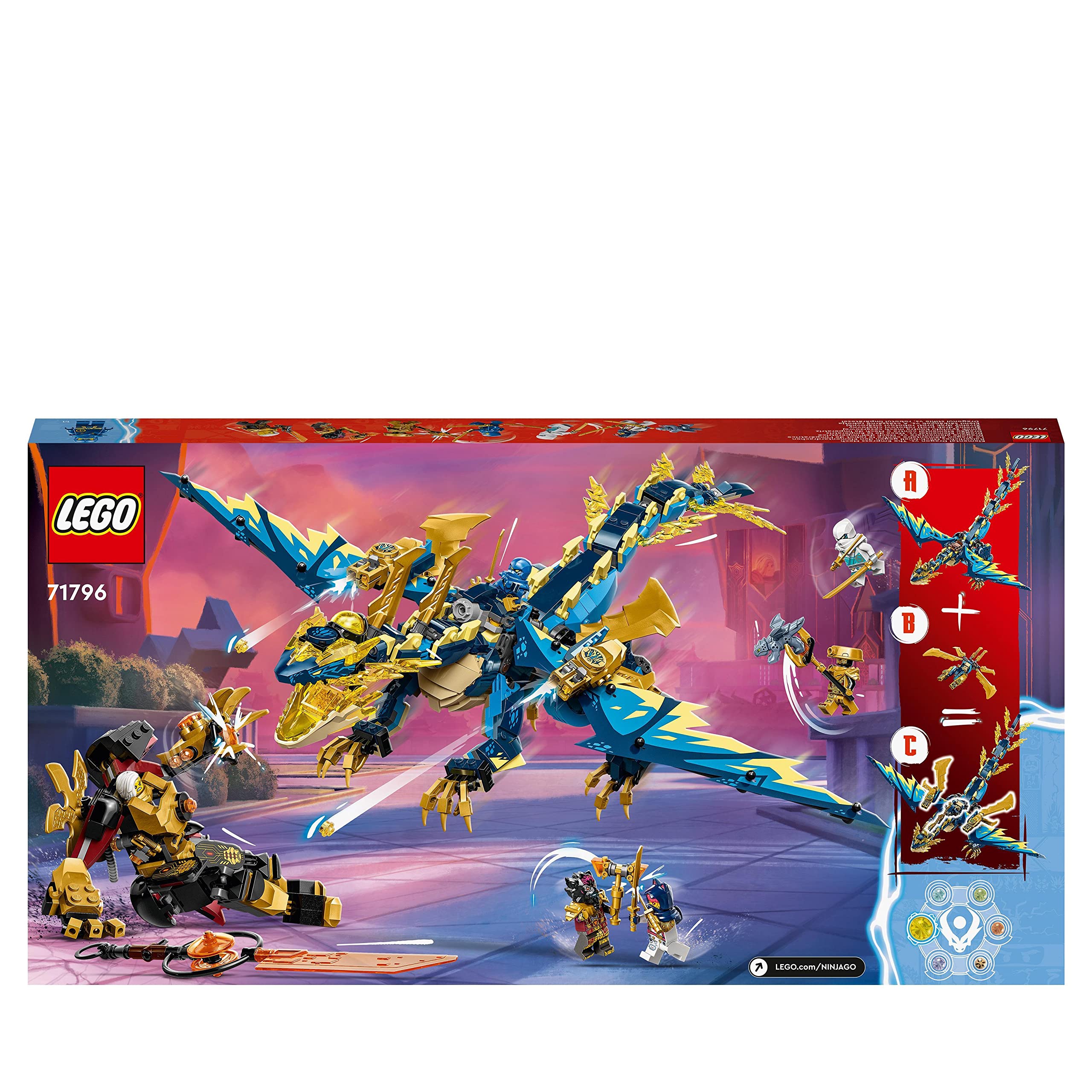 LEGO 71796 Ninjago The Elemental Dragon Against Empress' Robot Large Construction Toy for Christmas, with Figures and 6 Ninja Minifigures, Collectible Set, Kids Gift