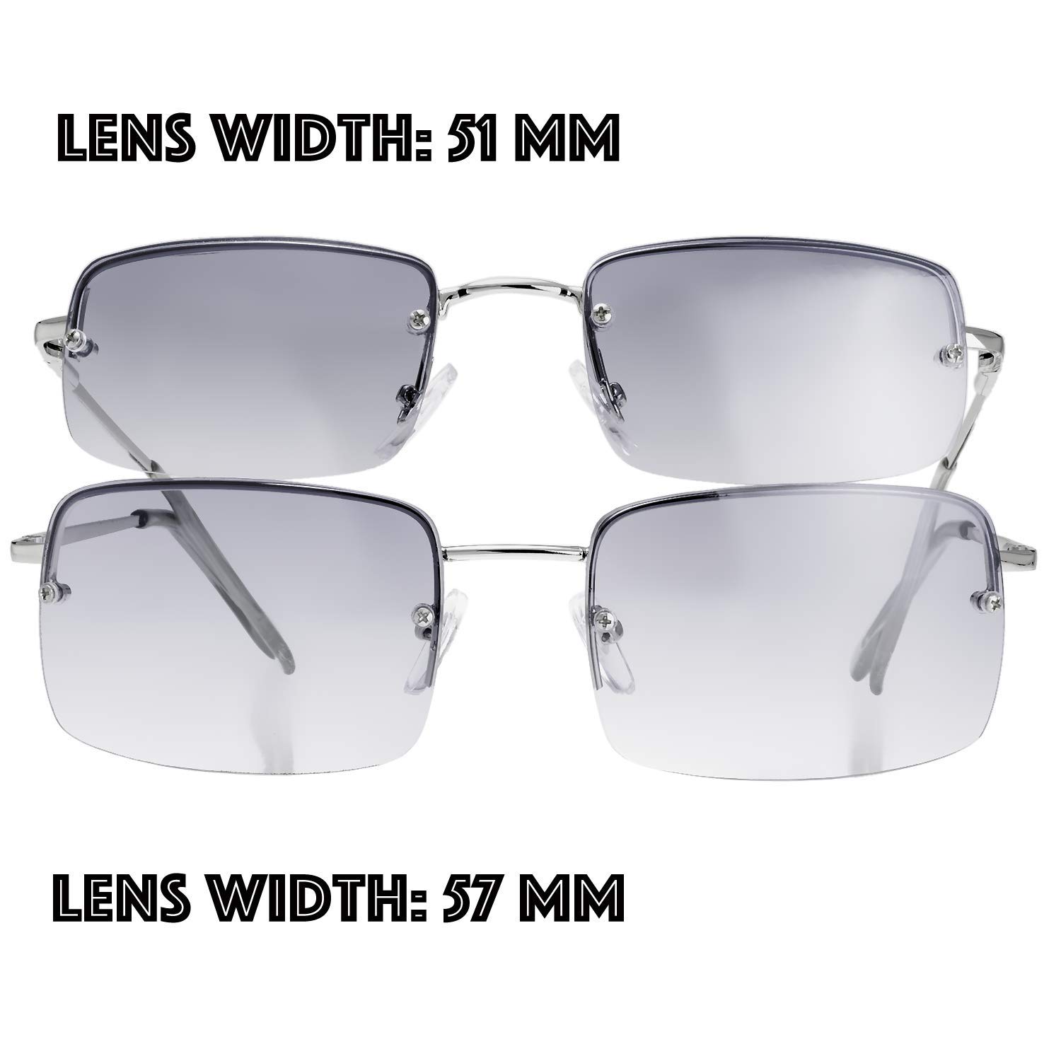 The Fresh Minimalist Small Rectangular Sunglasses Clear Eyewear Spring Hinge - Gift Box Package (205-Gun grey, Gradient Grey, 51)