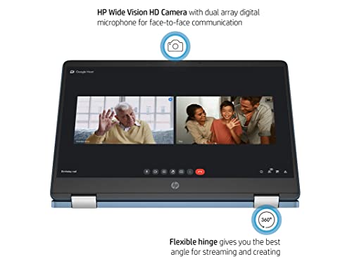 HP 2022 14" Touchscreen Chromebook x360 Convertible Laptop, Intel Celeron N4120 Processor, 4GB RAM, 64GB eMMC Storage, HD Webcam, Forest Teal, Chrome OS, 128GB SnowBell USB Card