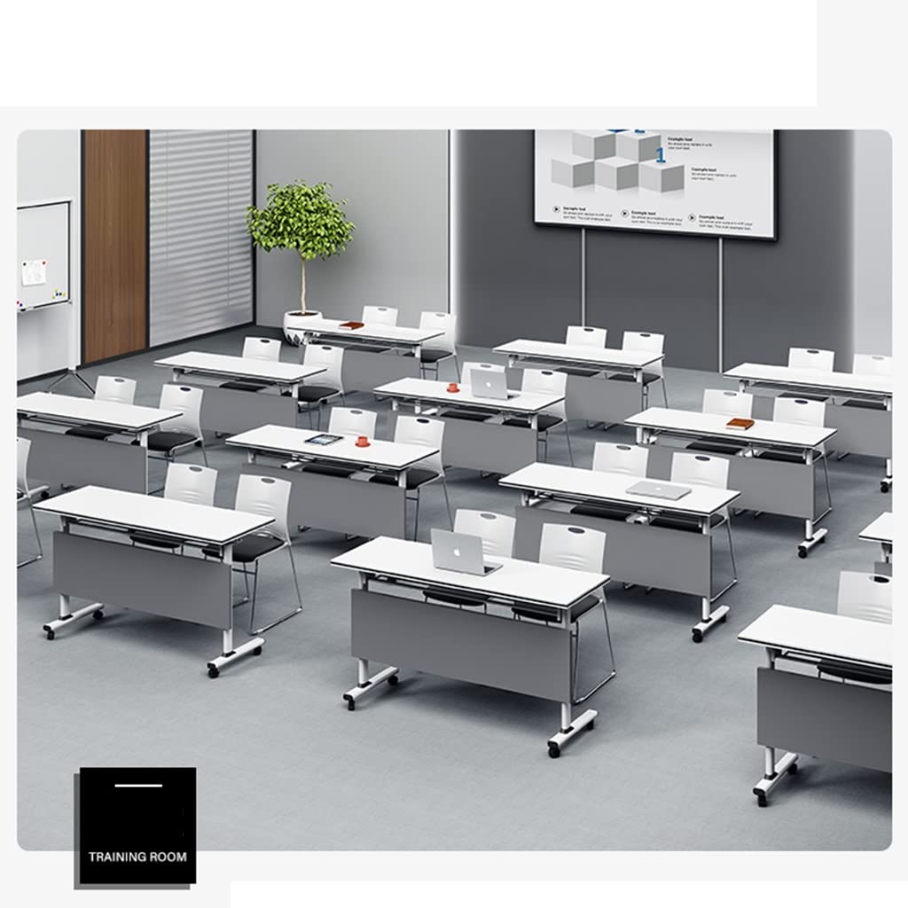 Foldable Meeting Table Set of 3,Flip Top Mobile Training Table with Modesty and Lockable Wheels, for Conference Rooms,Training Rooms,Media Centers,Classrooms