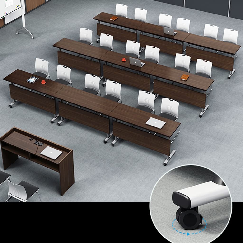 Foldable Meeting Table Set of 3,Flip Top Mobile Training Table with Modesty and Lockable Wheels, for Conference Rooms,Training Rooms,Media Centers,Classrooms