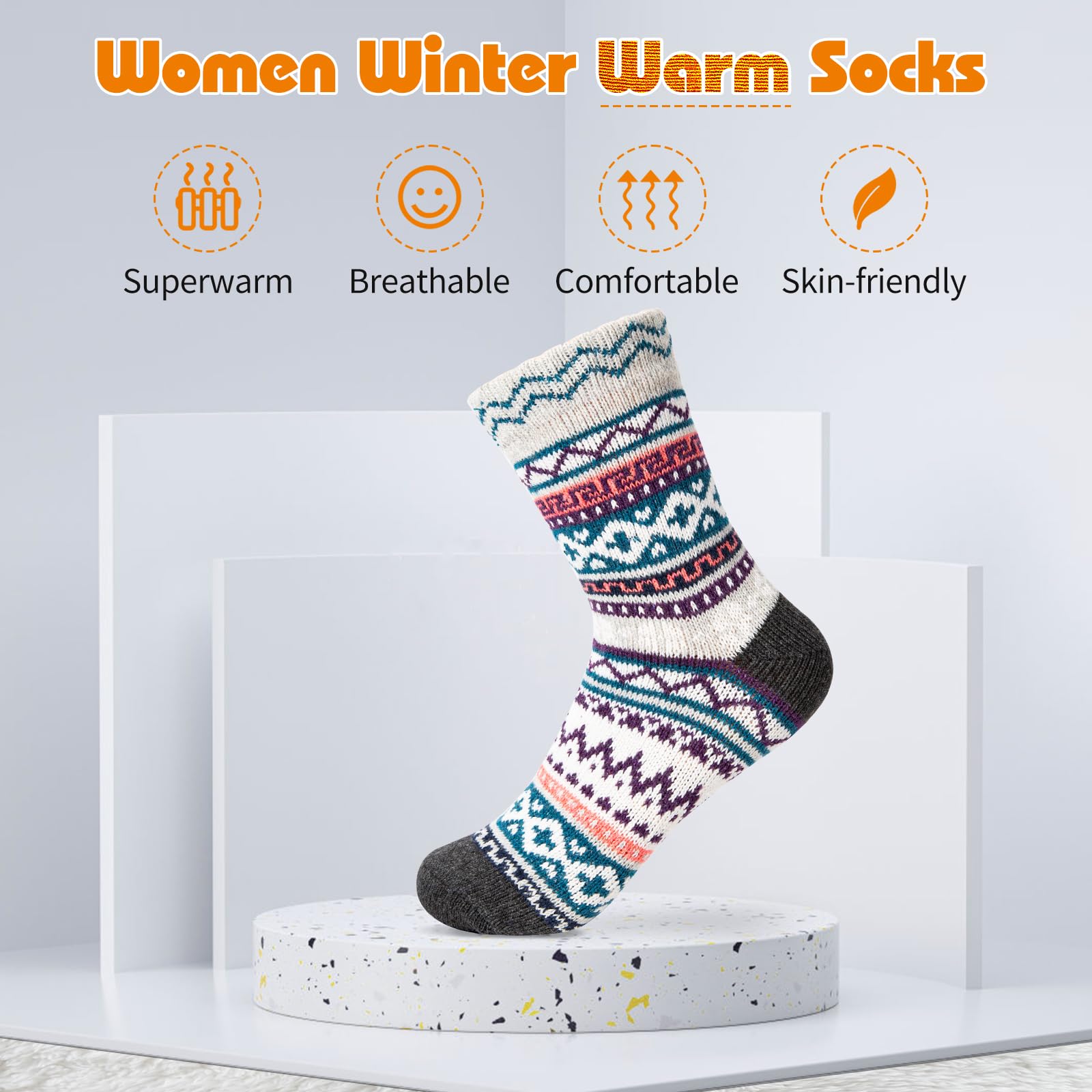 HiTauing 10 Pack Women Socks Winter Wool Sock Gifts for Women Soft Warm Thick Cozy Crew Socks Christmas Gifts Socks One Size