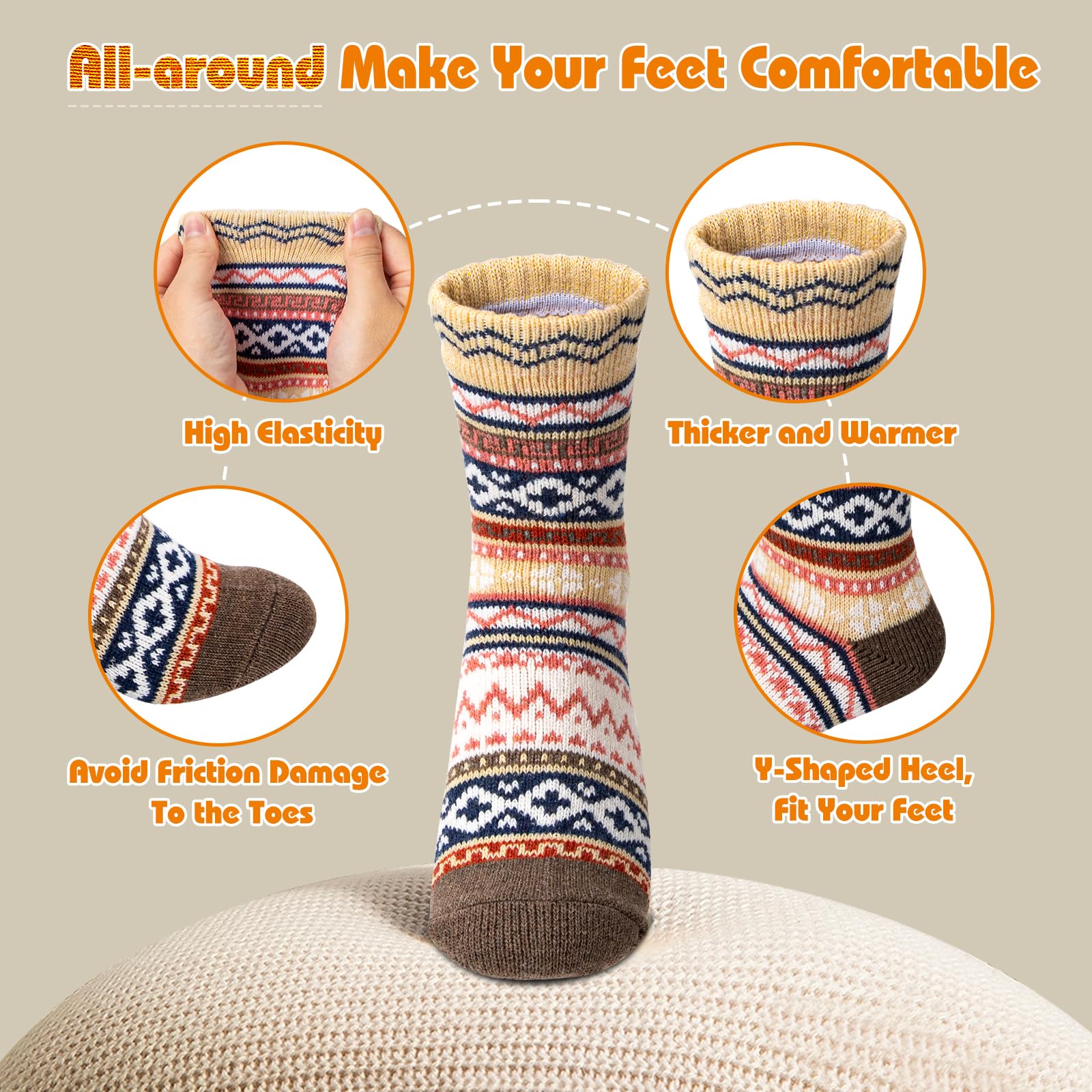 HiTauing 10 Pack Women Socks Winter Wool Sock Gifts for Women Soft Warm Thick Cozy Crew Socks Christmas Gifts Socks One Size