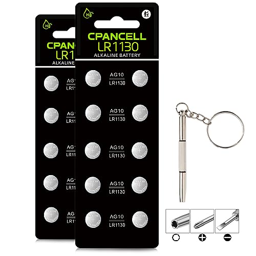 LR1130 AG10 Batteries, High Capacity SG10 389 189 Premium Alkaline Battery 1.5V Button Coin Cell Batteries (20 Count)