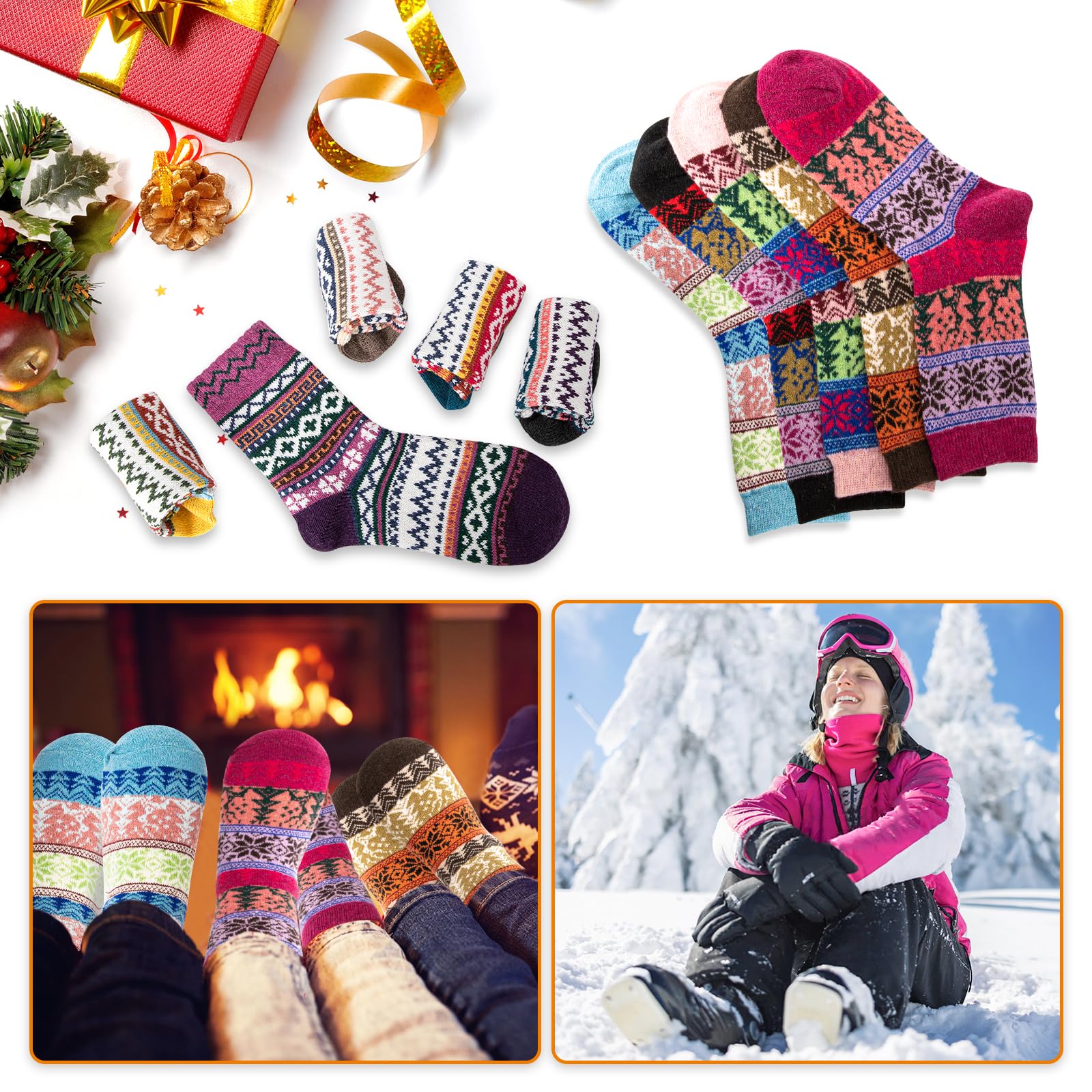 HiTauing 10 Pack Women Socks Winter Wool Sock Gifts for Women Soft Warm Thick Cozy Crew Socks Christmas Gifts Socks One Size