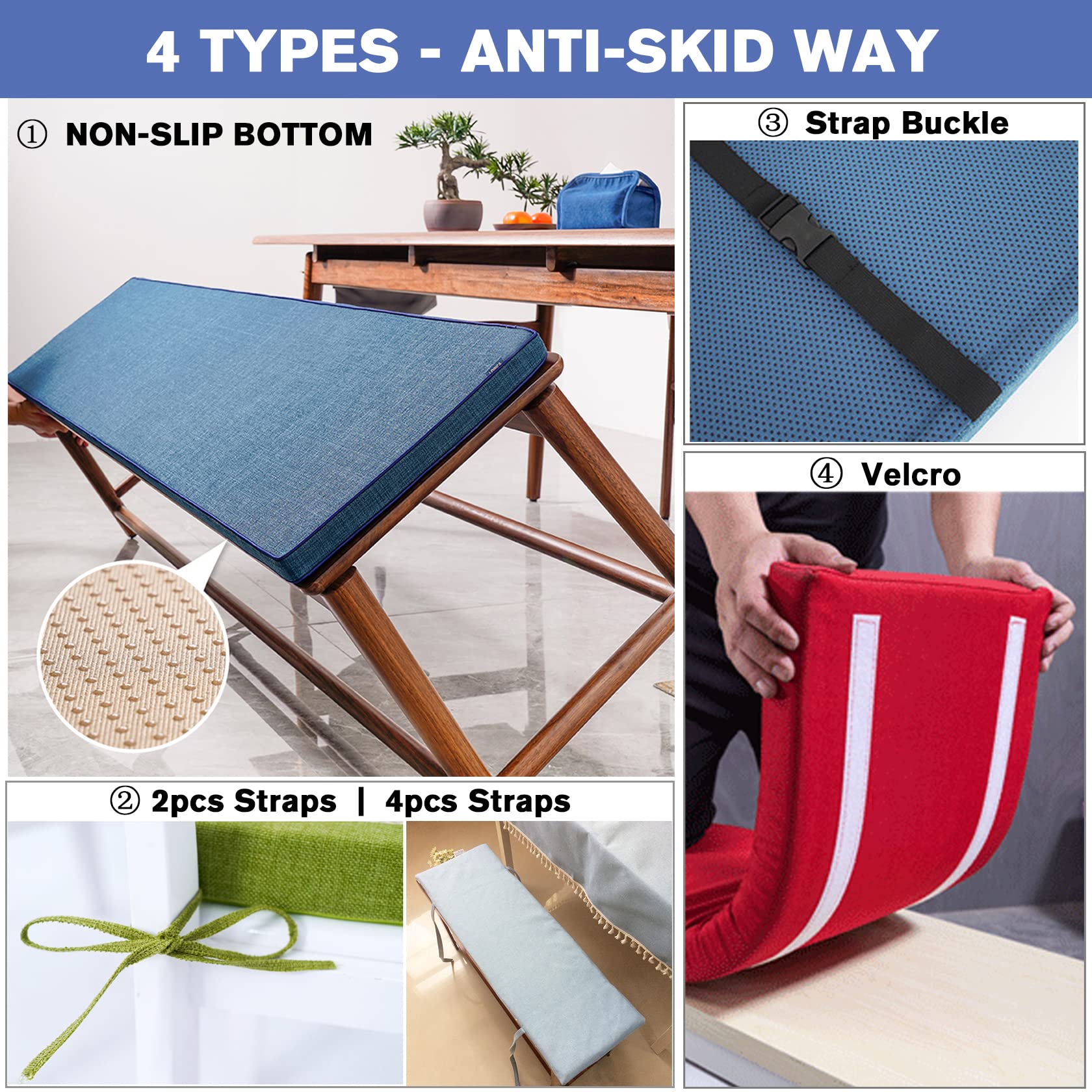 SXROMDA Customize Bench Cushion, High Density Memory Foam, Linen Washable, Non-Slip Pad for Shoe Rack, Window, Piano, Dining (Custom Size, Dark Grey)