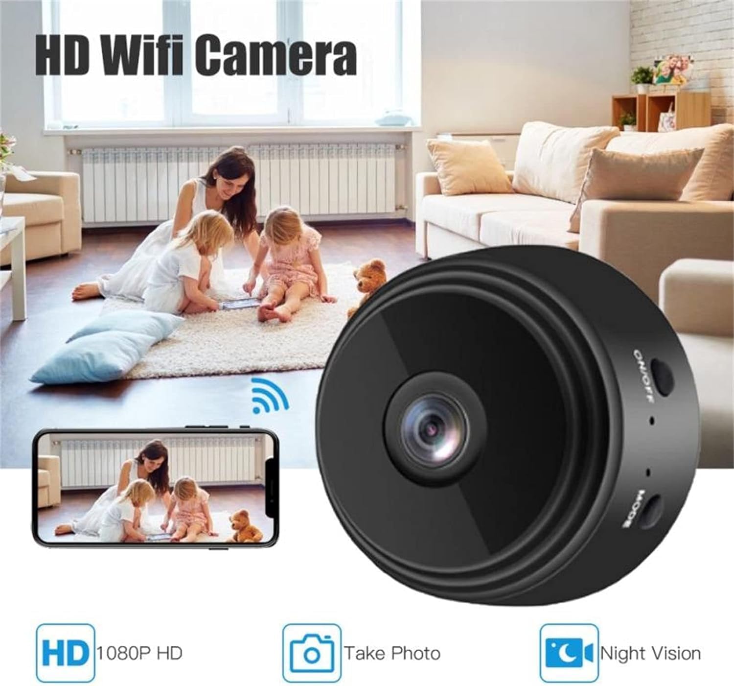 Camtrix Magnetic Mini Security Camera,Mini 1080p HD Wireless Magnetic Security Camera, Night Vision Motion Detection Security Cam Covert Cameras with App for Home Indoor Outdoor (2 pcs)
