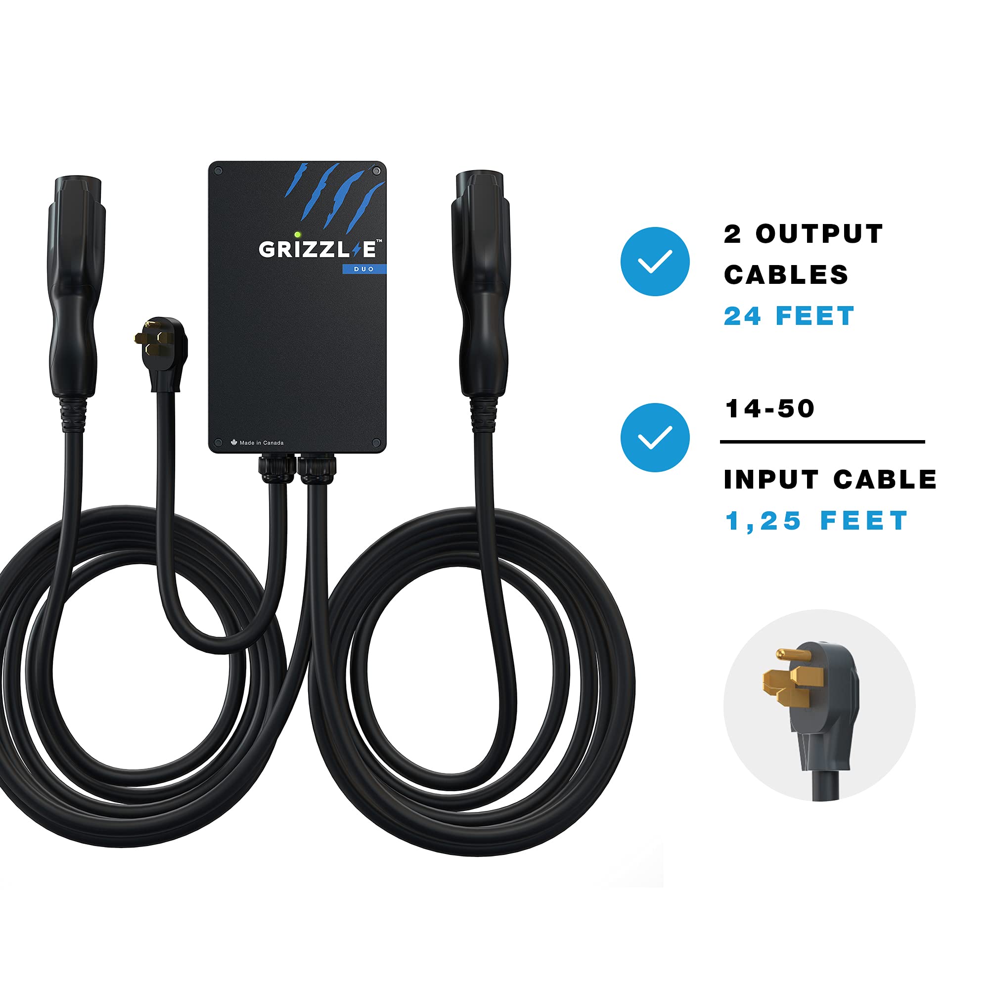 Grizzl-E Duo Level 2 Plug in EV Charger, up to 40 Amp, Two 24 feet Premium Cables (14-50 Plug)