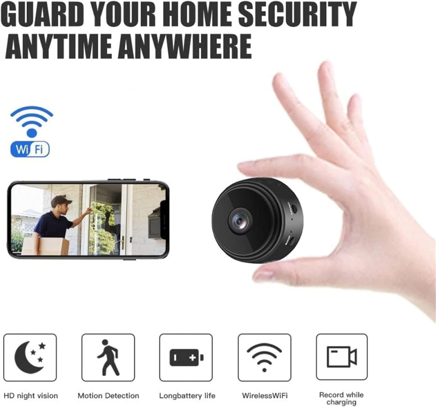 Camtrix Magnetic Mini Security Camera,Mini 1080p HD Wireless Magnetic Security Camera, Night Vision Motion Detection Security Cam Covert Cameras with App for Home Indoor Outdoor (2 pcs)