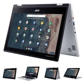 Acer 2022 Spin 311, 11.6" 2 in 1 HD (1366x768) Touch Convertible Chromebook Laptop, Intel Celeron N4000 up to 1.1GHz, 4GB LPDDR4, 64GB eMMC, Webcam, Bluetooth, WiFi, Silver, Chrome OS, EAT Pen