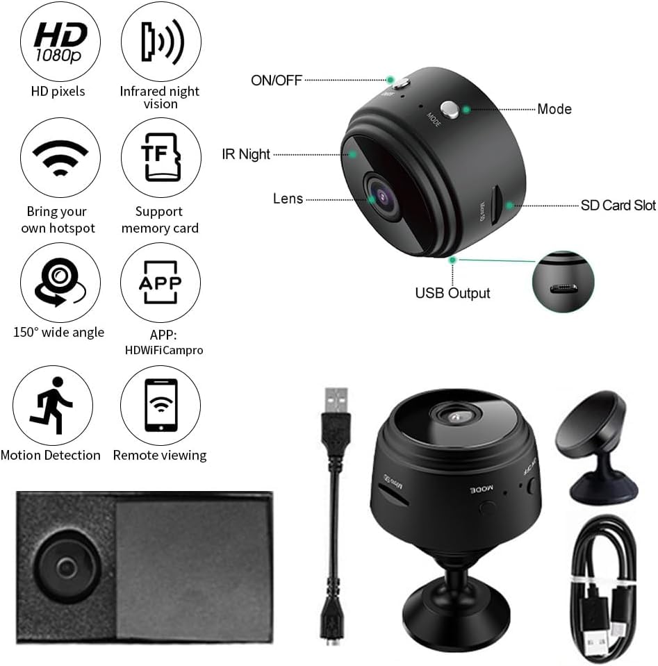 Camtrix Magnetic Mini Security Camera,Mini 1080p HD Wireless Magnetic Security Camera, Night Vision Motion Detection Security Cam Covert Cameras with App for Home Indoor Outdoor (2 pcs)