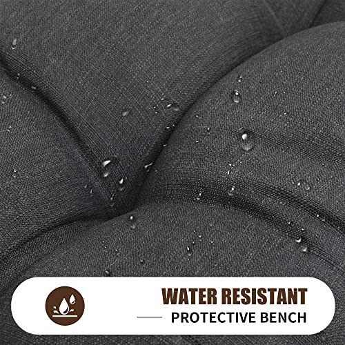 RACE LEAF Bench Cushion 45" x 18" Grey, Outdoor/Indoor Water Resistant Bench Seat Pads, Tufted Loveseat Cushion for Swing, Wicker, Garden Bench, Indoor, Shoe Storage, Window, Piano