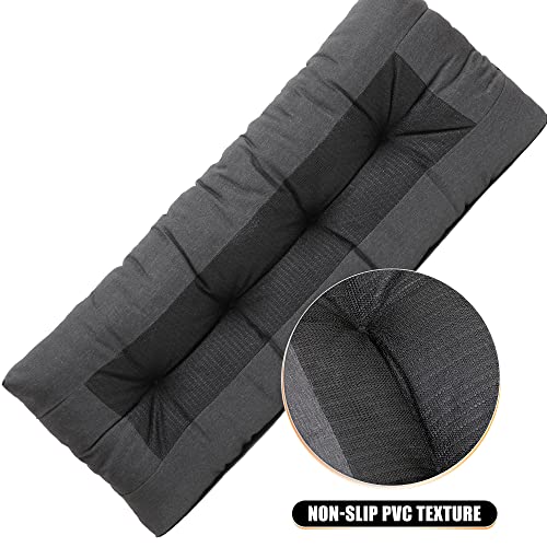 RACE LEAF Bench Cushion 45" x 18" Grey, Outdoor/Indoor Water Resistant Bench Seat Pads, Tufted Loveseat Cushion for Swing, Wicker, Garden Bench, Indoor, Shoe Storage, Window, Piano