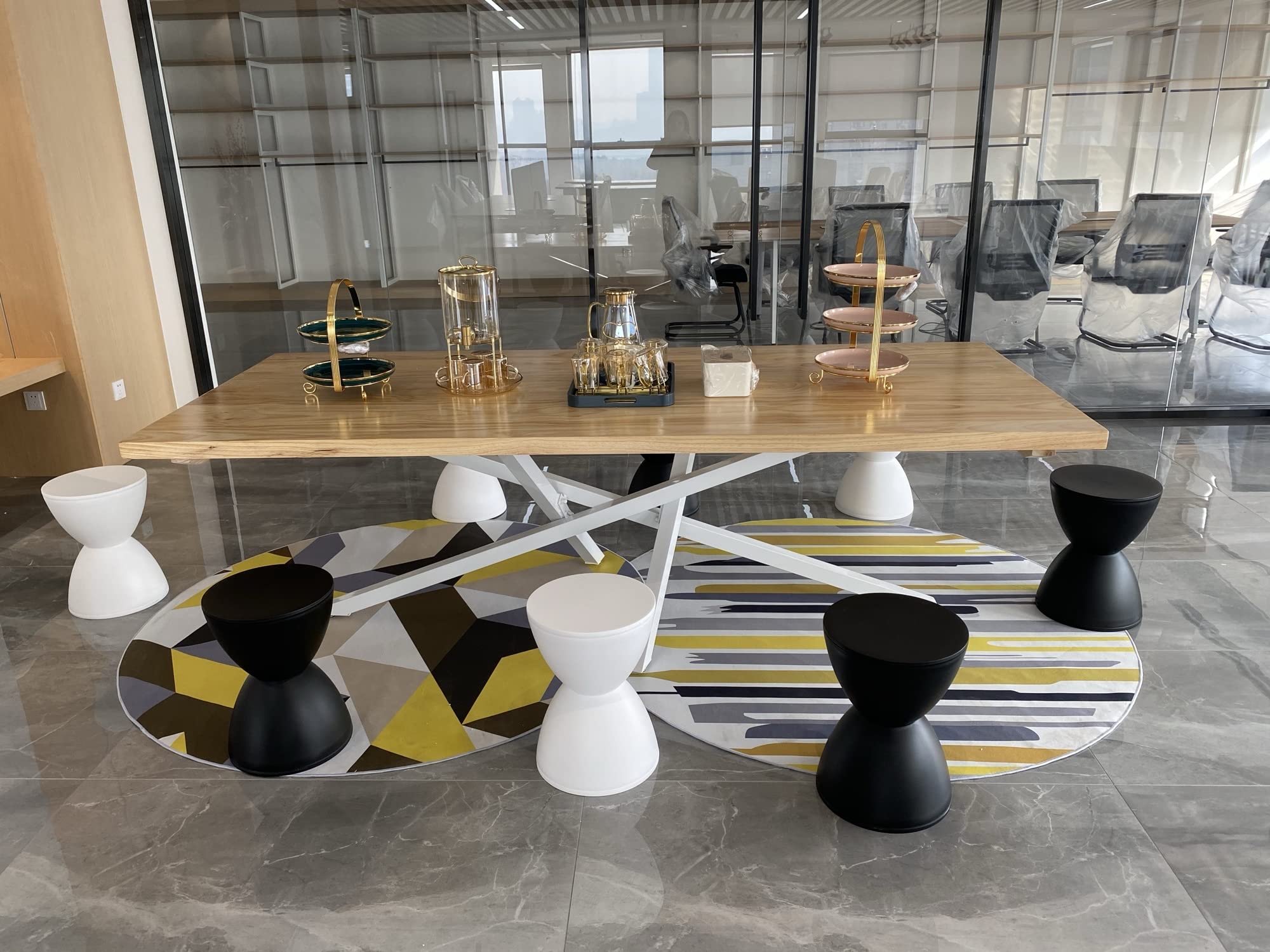 SUSUO 6.5ft x 31.5 inch Rectangle Solid Wood Dining Table Modern Dining Table Leisure Coffee Table in Modern White, Stylish Kitchen Dining Room Office Room Furniture