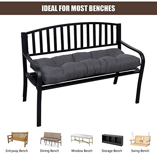 RACE LEAF Bench Cushion 45" x 18" Grey, Outdoor/Indoor Water Resistant Bench Seat Pads, Tufted Loveseat Cushion for Swing, Wicker, Garden Bench, Indoor, Shoe Storage, Window, Piano