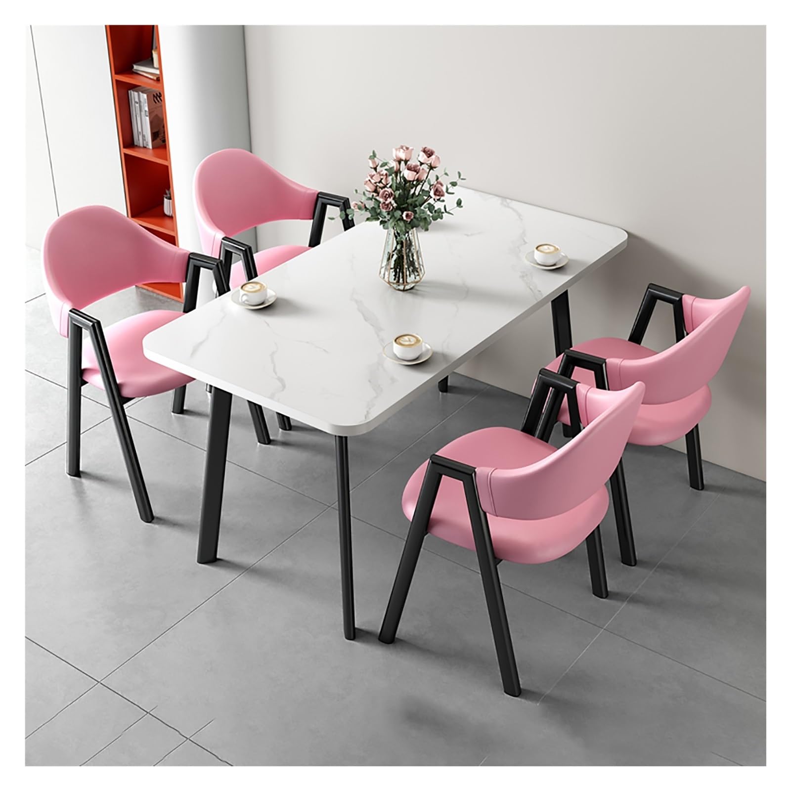 皮Conference Table Office Table Set With 4 Chairs,Square Reception Table And Chairs Set,Combination Negotiation Table Sales Shops Meetings,Leather Material,Kitchen Lounge Living Room Dining ( Color : P