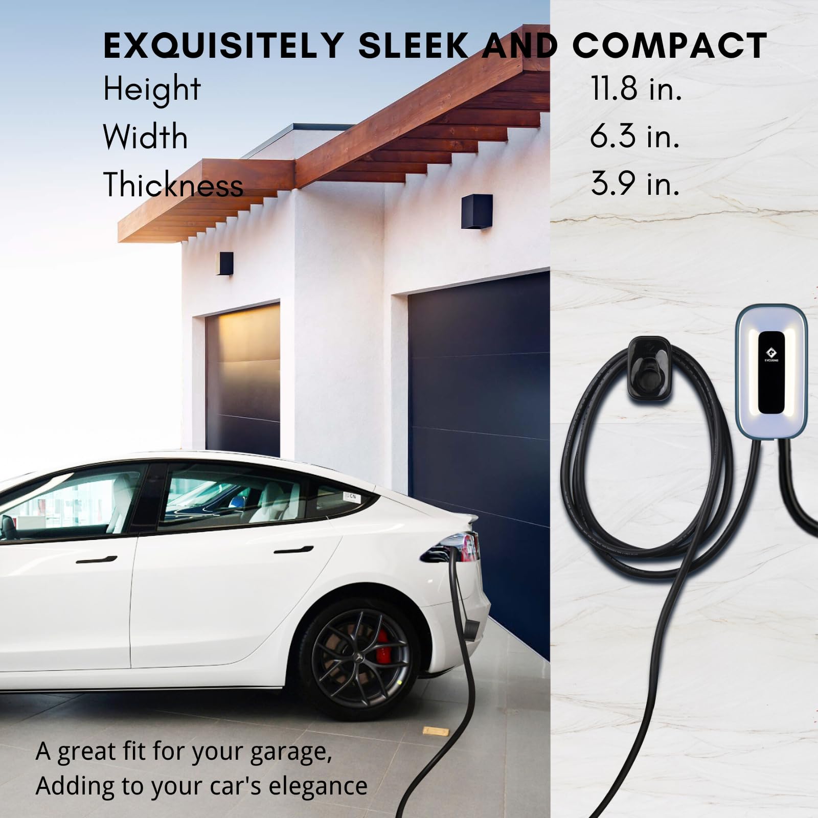 EVCUBNB EV Charger Level 2, Ultra Compact, Up to 50 Amp Charging Station for Home, 240V EVSE, Indoor/Outdoor, 23Ft Cable Level 2 EV Charger, Direct Charging,NEMA 14-50 Plug(4-Prong) or Hardwired