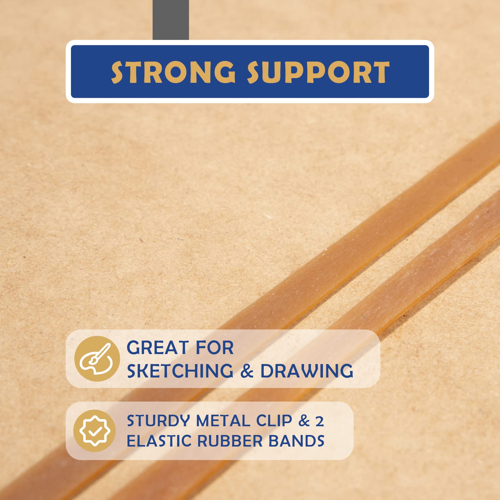 Falling in Art 18x18 Sketch Board, Drawing Tote Board for Artists with Sturdy Clip and Rubber Bands, Portable Art Clipboard for Classroom and Studio Drawing