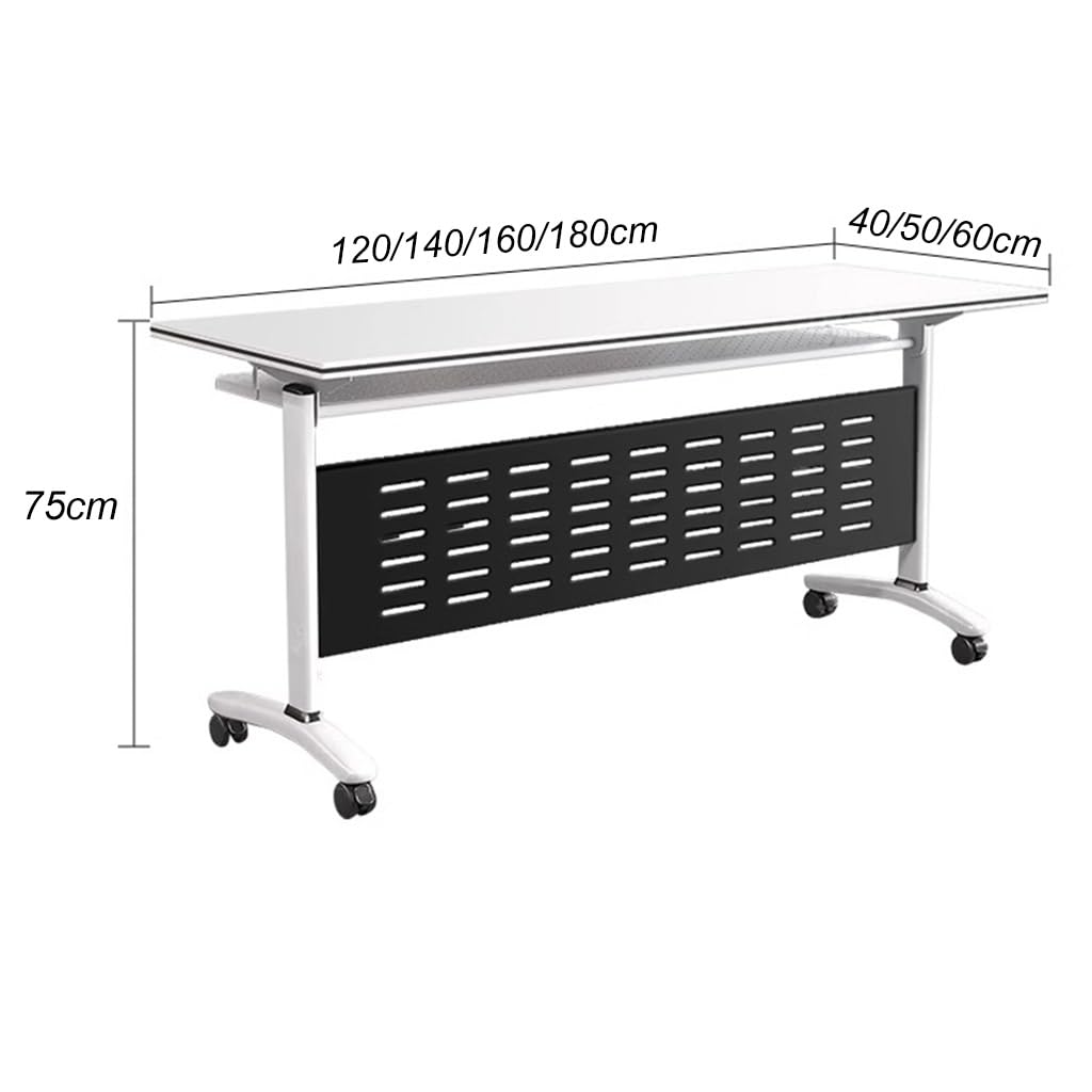 3 pcs Foldable Meeting Table,Flip Top Mobile Training Table with Modesty and Lockable Wheels, for Conference Rooms,Training Rooms,Media Centers,Classrooms (Color : A, Size : 120 * 60 * 75cm)