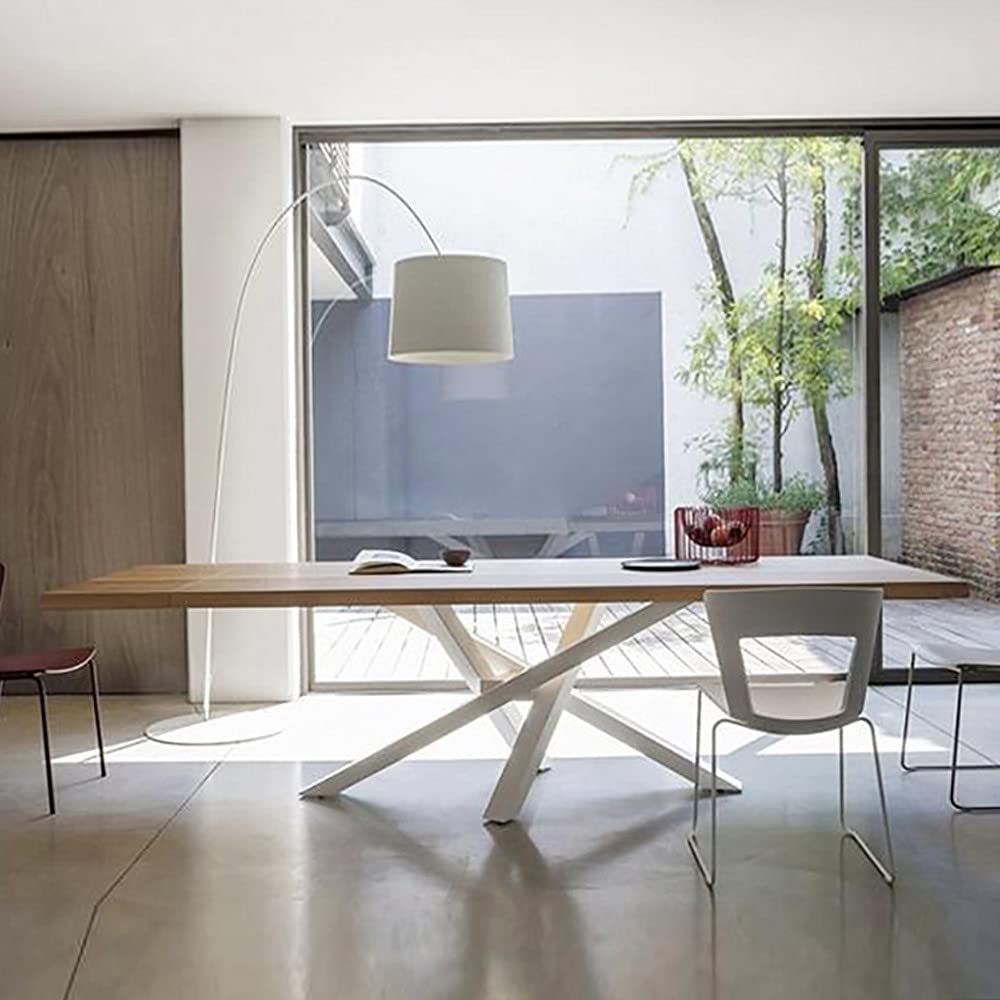 SUSUO 6.5ft x 31.5 inch Rectangle Solid Wood Dining Table Modern Dining Table Leisure Coffee Table in Modern White, Stylish Kitchen Dining Room Office Room Furniture