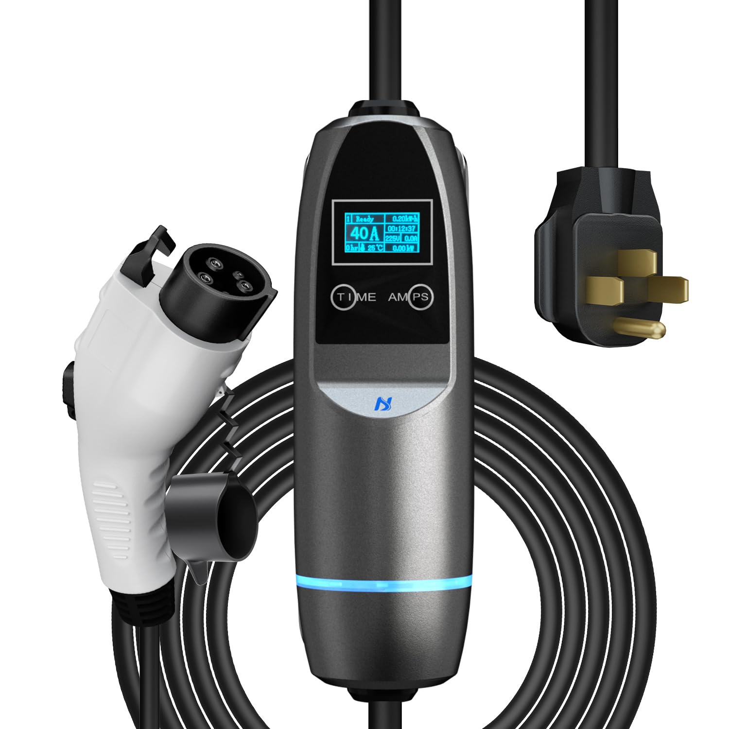 KHONS Level 2 EV Charger, Up to 32 Amp, 15.5ft Cable, Portable Electric Vehicle Charger, NEMA 14-50 Plug, Compatible with J1772 Electric Cars (G1S)
