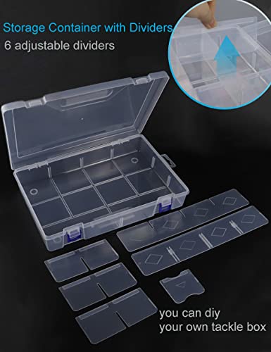 Beoccudo Tackle Box Beads Organizer Tackle Boxes with Dividers Plastic Storage Large 10 Grids Box Jewelry Compartment Container (10 Grids Box, 2 Pack)