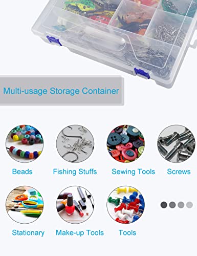 Beoccudo Tackle Box Beads Organizer Tackle Boxes with Dividers Plastic Storage Large 10 Grids Box Jewelry Compartment Container (10 Grids Box, 2 Pack)