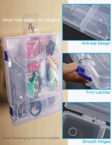 Beoccudo Tackle Box Beads Organizer Tackle Boxes with Dividers Plastic Storage Large 10 Grids Box Jewelry Compartment Container (10 Grids Box, 2 Pack)