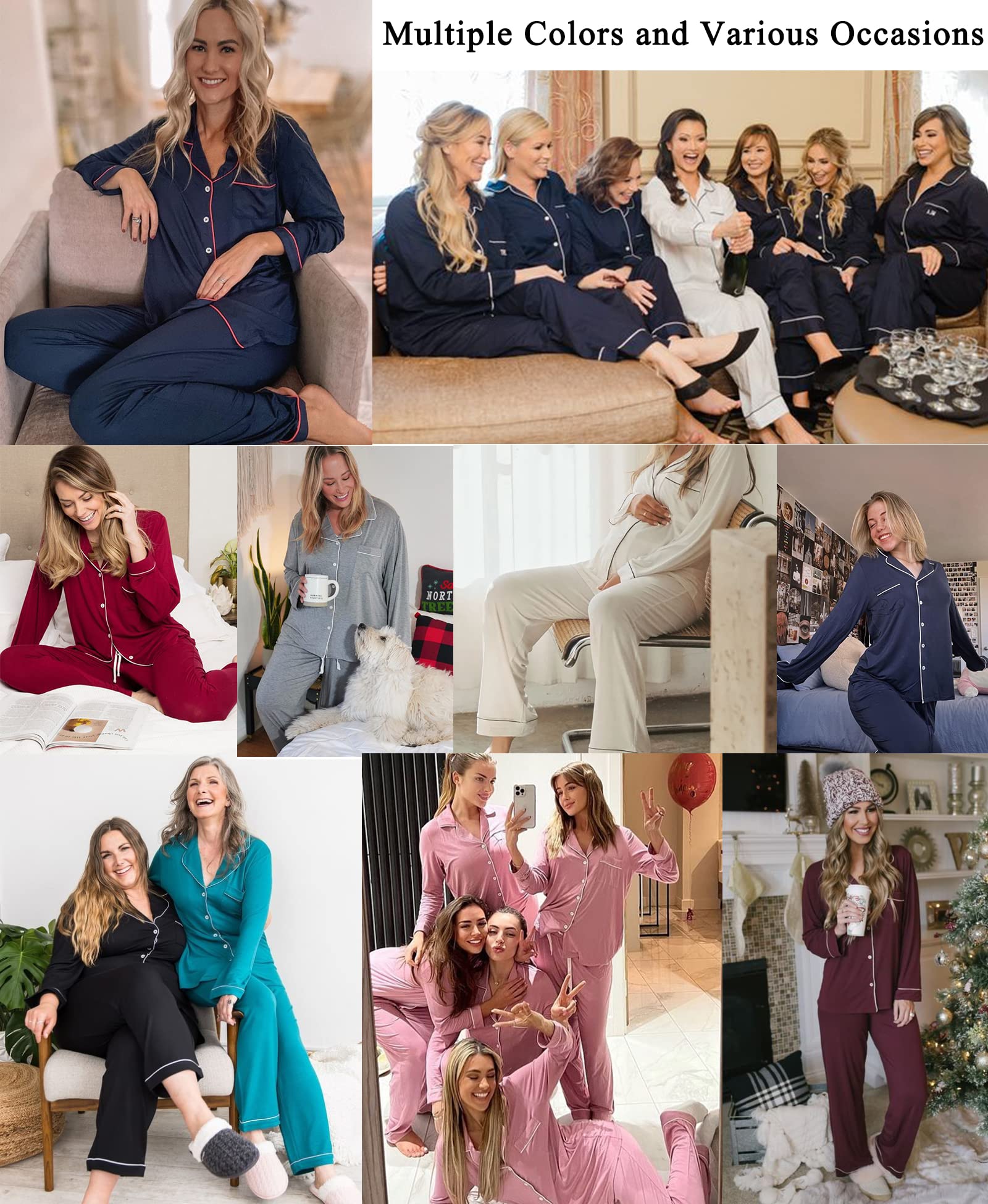 Womens Pajamas Long Sets V-Neck Long Sleeve Long Sleepwear Pj Sets Coral With Dots Small