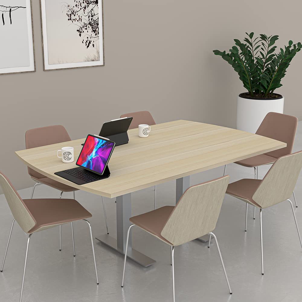 SKUTCHI DESIGNS INC. 6 Person Arc Rectangle Conference Table | Metal T-Legs | Harmony Series | 48X72 | Asian Night