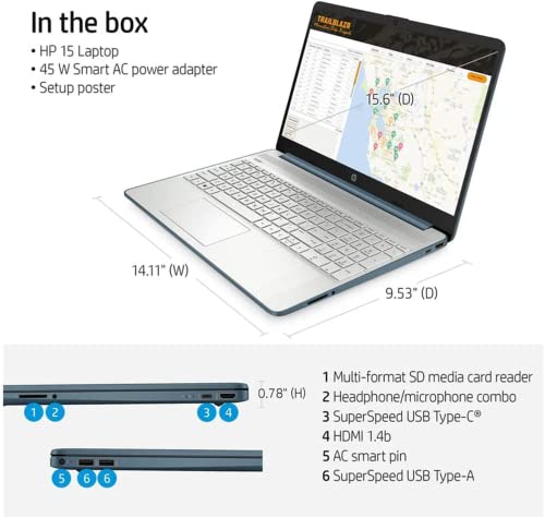 HP 2022 15.6" FHD Laptop, AMD Ryzen 5-5500U Processor(Beats Intel i7-1065G7), 32GB RAM, 2TB PCIe SSD, AMD Radeon Graphics, HD Webcam, Bluetooth, Wi-fi, Win 11, Blue, 32GB USB Business Card
