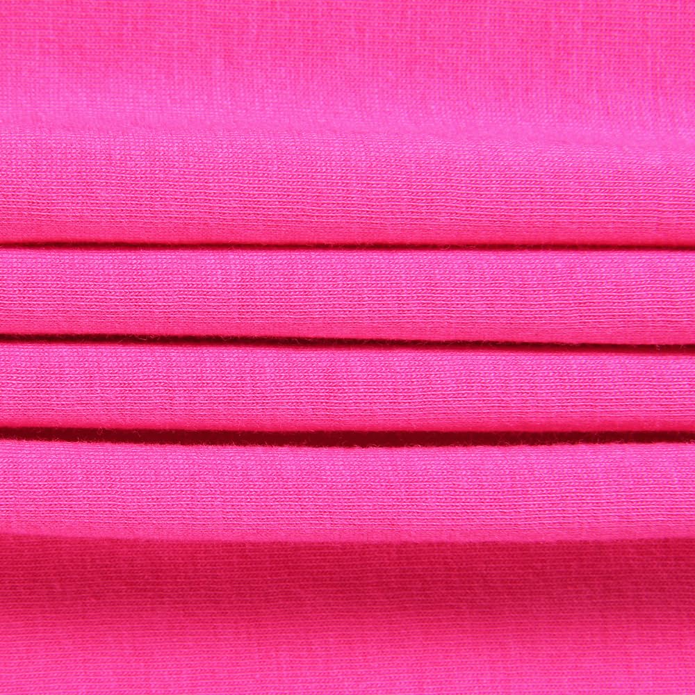 Roselux Women Short Sleeve Deep V Neck Tops Shirts Fitted Cotton Modal Summer Sexy Tshirt Tee Hot Pink M