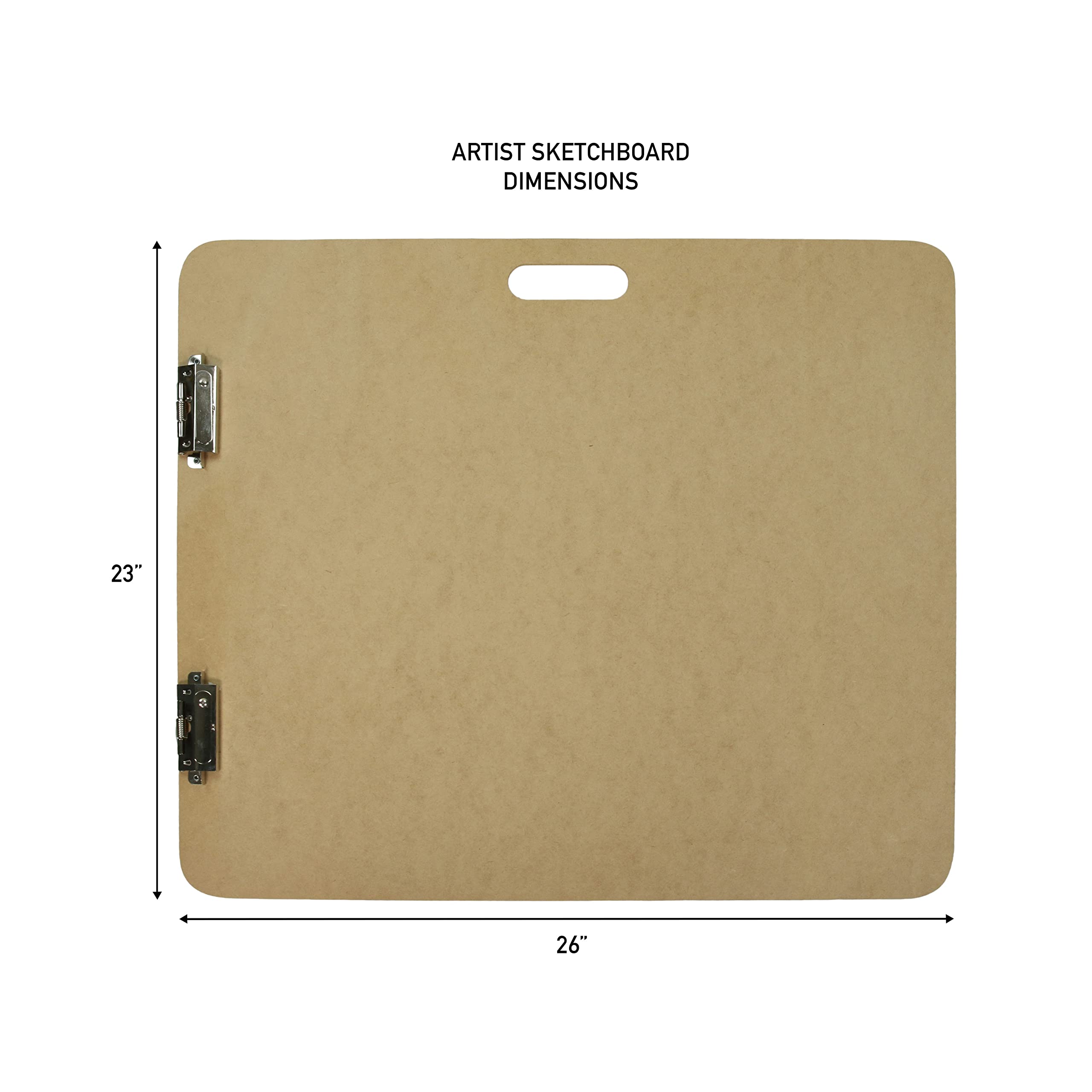 Saunders 05607 Recycled Hardboard Sketchboard - Brown, 23 in. x 26 in. Clipboard with Built-in Handle - Solid Drawing Board for Artists, Students, and Creatives