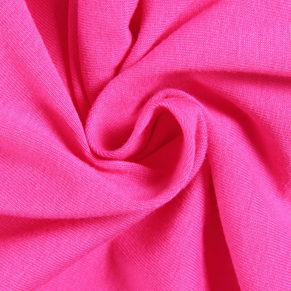 Roselux Women Short Sleeve Deep V Neck Tops Shirts Fitted Cotton Modal Summer Sexy Tshirt Tee Hot Pink M