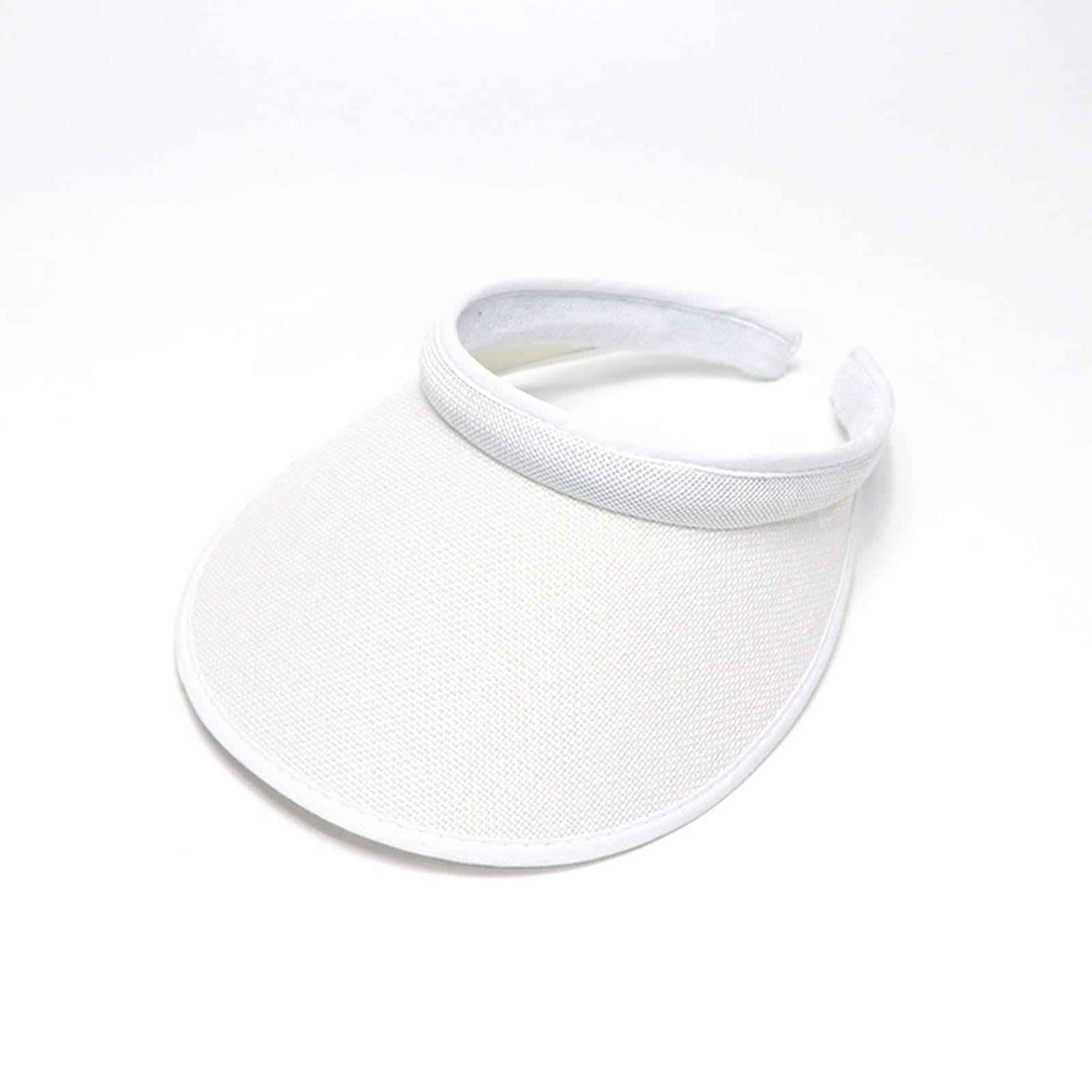 jecvxor Cloth Covered Slip-On Visor for Women, Adjustable Cap Sports Sun Visors for Men, Women's Clip On Golf/Tennis/Running Visor Hat (White)