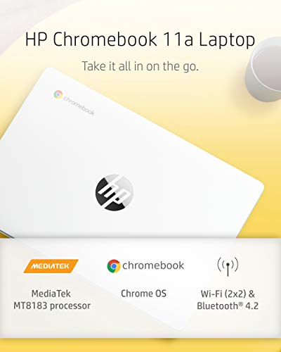 HP Chromebook 11-inch Laptop - Up to 15 Hour Battery Life - MediaTek - MT8183 - 4 GB RAM - 32 GB eMMC Storage - 11.6-inch HD Display - with Chrome OS™ - (11a-na0021nr, 2020 model, Snow White)