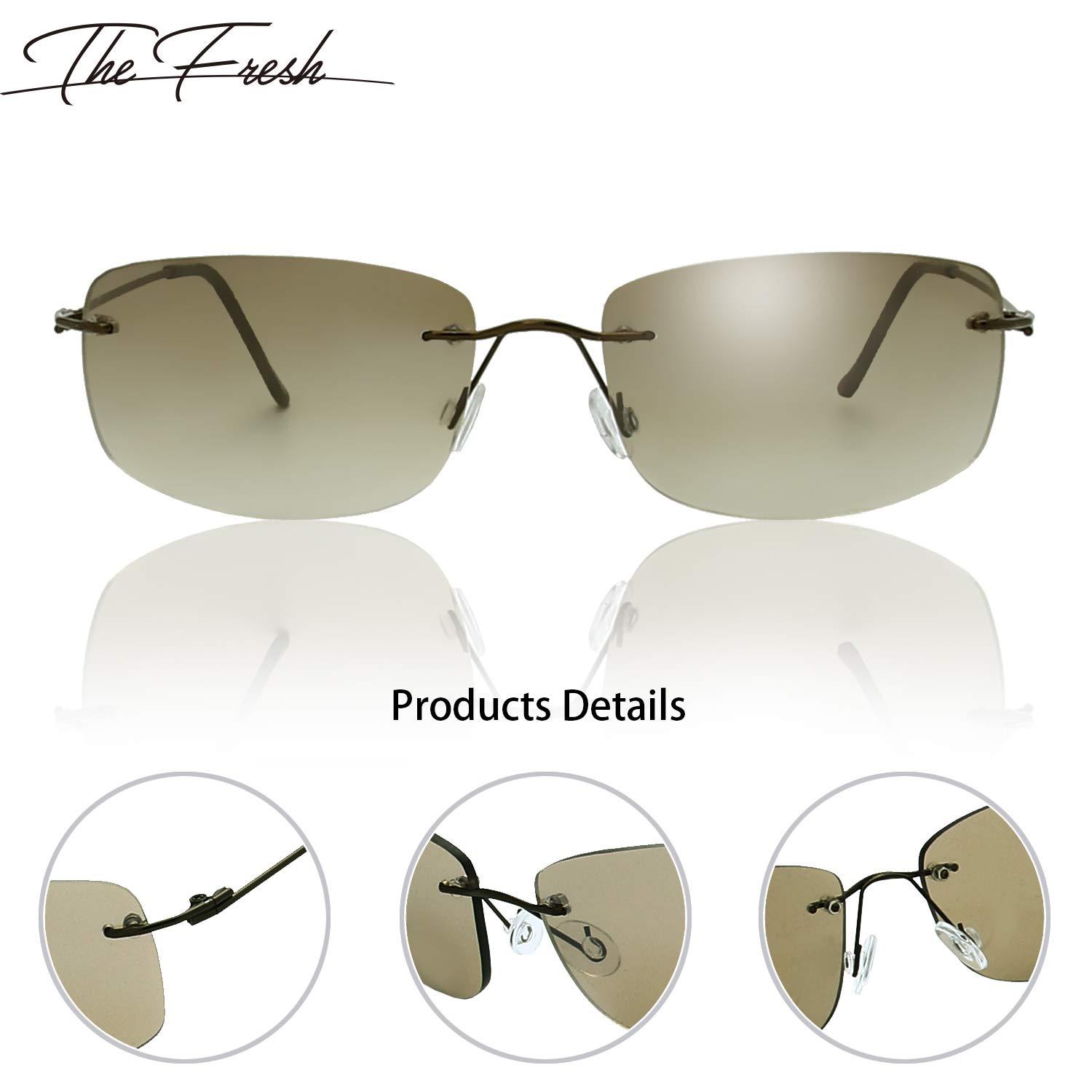 The Fresh Minimalist Small Rectangular Sunglasses Clear Eyewear - Gift Box Package (103-Brown, Gradient Brown, 58)