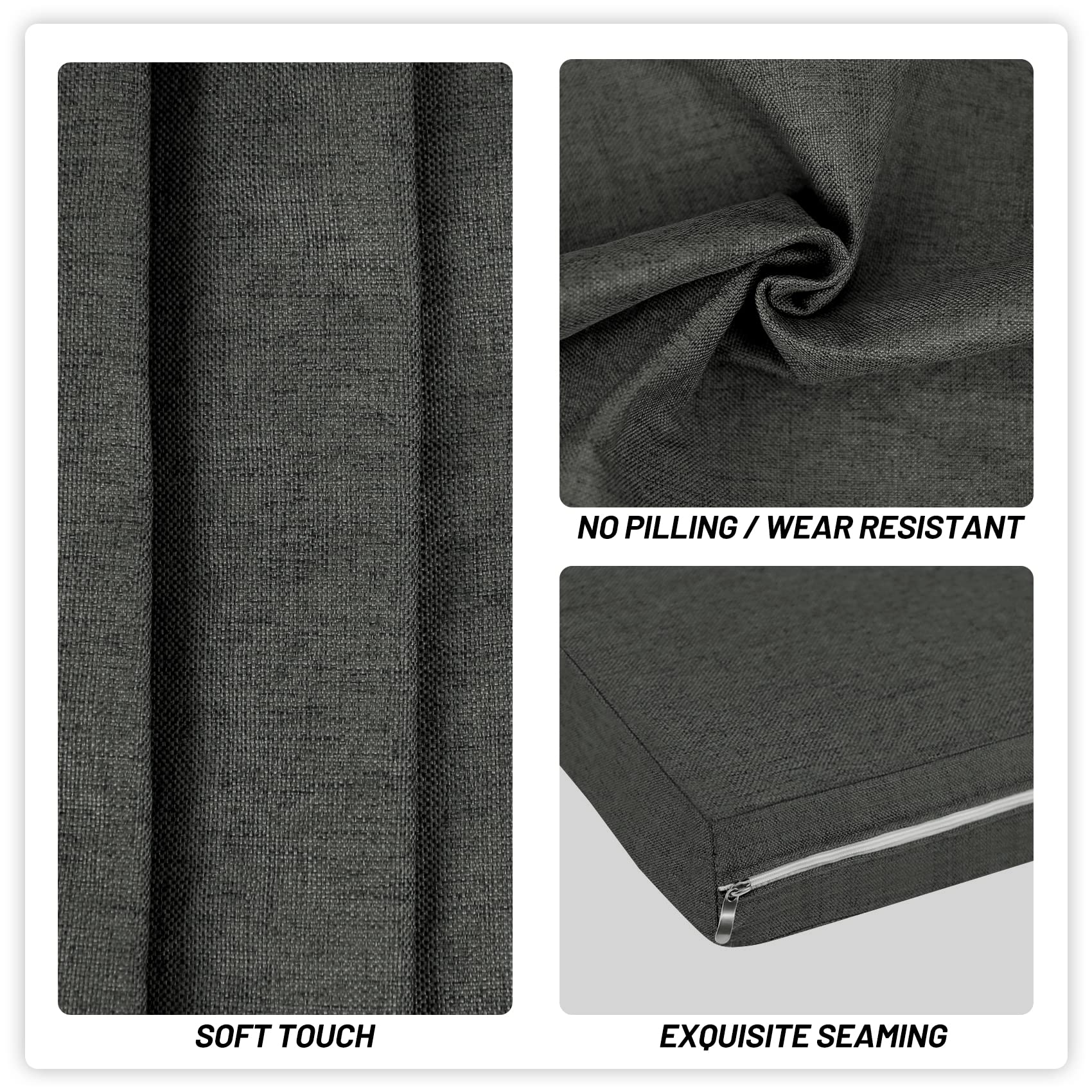 Lokex Bench Cushion,36x14 Inch Non-Slip Durable Bench Cushions for Indoor Furniture,Window Seat Cushions Indoor with Ties,Dark Gray