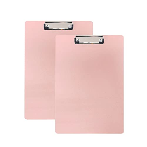 Clipboards Set of 2 with Metal Clip - Hardboard Plastic Color Clip Board for Doctor Nurse Teacher Student Office Clerk A4 Letter Size 9" x 12"(Pink)