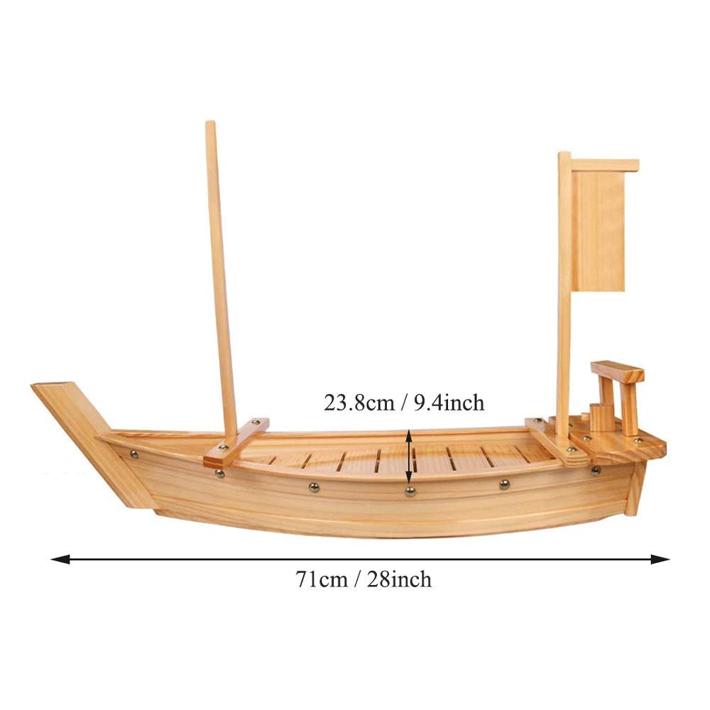 BIPEGE Wooden Sushi Boat Serving Tray, 28 Inch Sushi Plate for Restaurant or Home, Large Size Sushi Tray Serving Boat Plate for Restaurantware (71cm/28inch)
