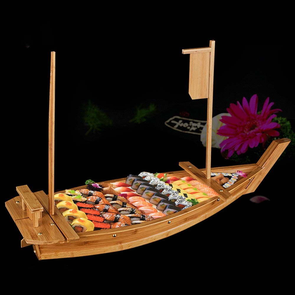 BIPEGE Wooden Sushi Boat Serving Tray, 28 Inch Sushi Plate for Restaurant or Home, Large Size Sushi Tray Serving Boat Plate for Restaurantware (71cm/28inch)
