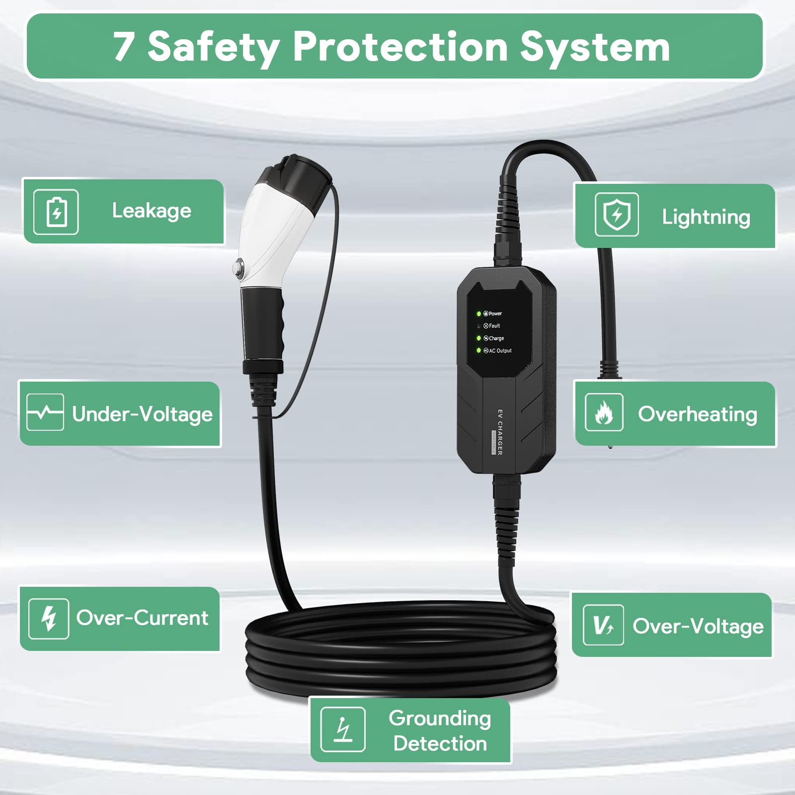 MEGEAR Skysword Level 2 EV Charger, 240V 16A 25FT Portable EVSE, NEMA 14-50 Plug Electric Vehicle Charging Station