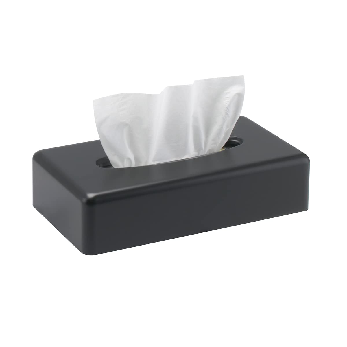 Y-in Hand Tissue Box Cover, Rectangular Black Wall Mounted Facial Paper Holder Dispenser, Prefert for Storage on Bathroom Vanity, Kitchen, Night Stand, Countertops Office and Car.