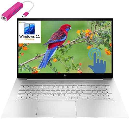 HP [Windows 11 Pro] Envy 17 17.3" FHD Touchscreen Business Laptop, Intel Quad-Core i7-1165G7, 64GB DDR4 RAM, 2TB PCIe SSD, WiFi 6, BT 5.0, Thunderbolt 4, Backlit KB, Fingerprint Reader, Type-C HUB