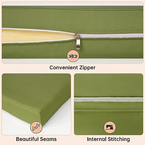Millsilo Custom Bench Cushions for Outdoor Indoor, Personalized Furniture Bench Chair Cushion, Custom Window Seat Cushions, Sofa Couch Cushion, Optional Fabric, Piping and Non-Slip Bottom and Straps