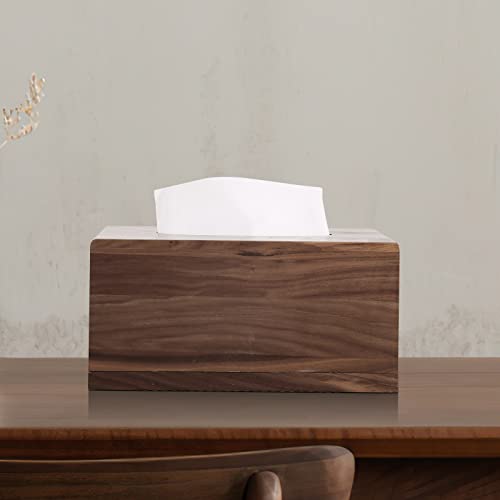Ritattas Tissue Box Cover, Walnut Wood Tissue Box Cover Rectangular, Decorative Tissue Box Holder for for Bathroom, Bedroom,Dinner Table