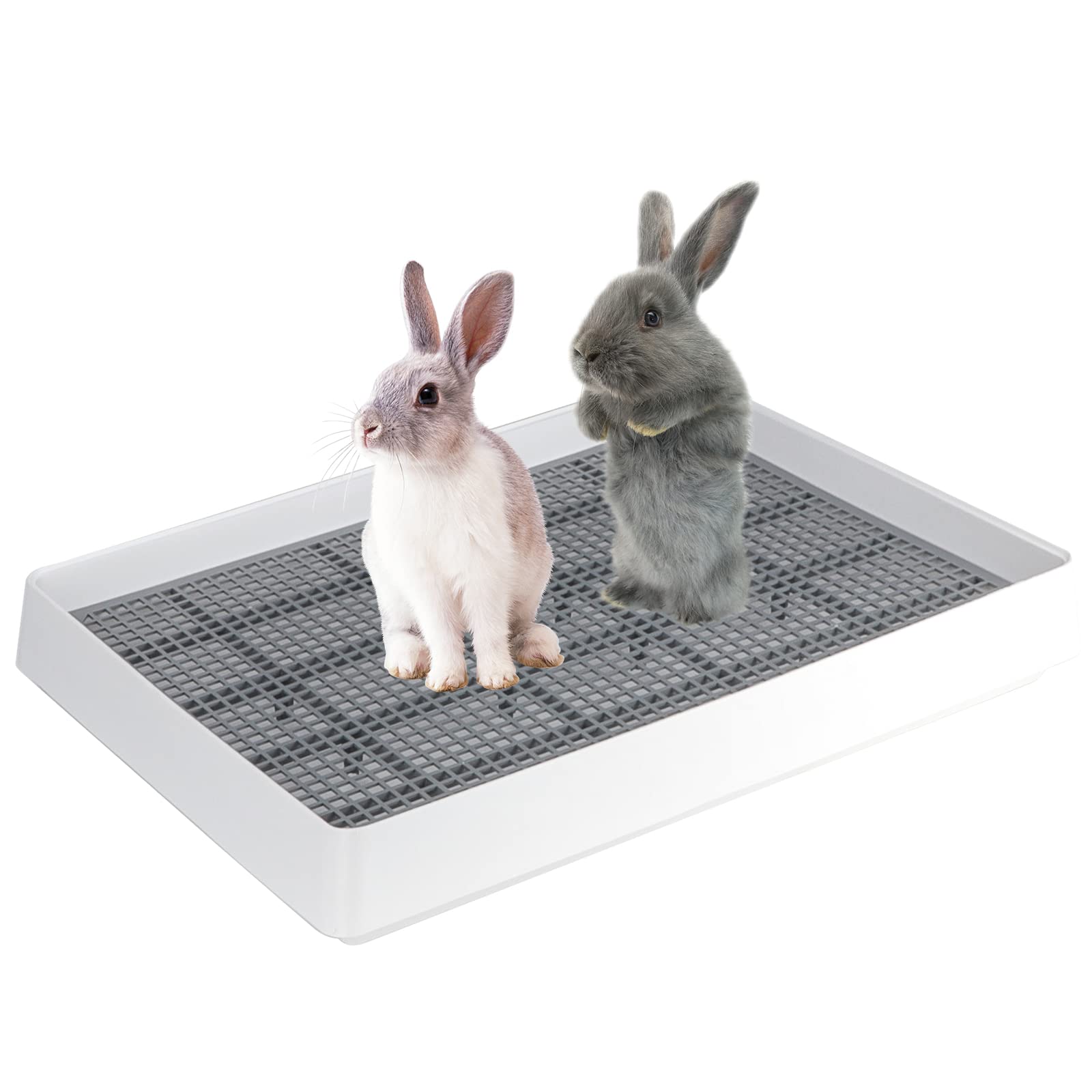 FHTONGE Extra Large Rabbit Litter Box Trainer Tray, Bunny Potty Training Litter Box for Cage,Rectangular Rabbits Litter Pan Pet Toilet with Grid for Squirrel Guinea Pig Rat Chinchilla Hedgehog Hamster