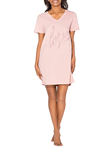 Smart & Sexy womens V-neck Oversized Sleep Shirt Pajama Top, Blushing Rose (Love), X-Large US